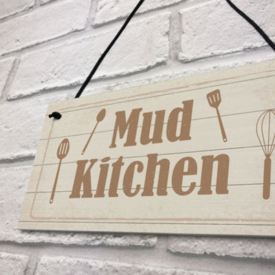 Rustic Mud Kitchen Sign Hanging Garden Playroom House Sign Daughter Son ...