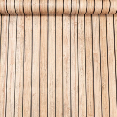 Rustic Natural Woodgrain Wood Panel Slat Effect Wallpaper Wooden Panel ...