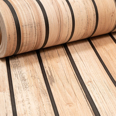 Rustic Natural Woodgrain Wood Panel Slat Effect Wallpaper Wooden Panel ...