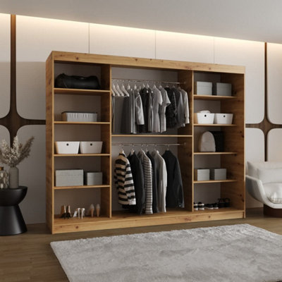 RUSTIC OAK ARTISAN SPOTI SLIDING DOOR WARDROBE 2500MM X 2000MM X 620MM ...