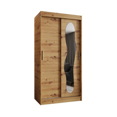 Rustic Oak Artisan Ultra Sliding Door Wardrobe 1200mm x 2000mm x 620mm ...