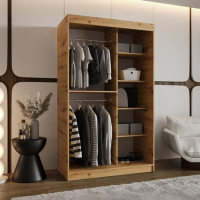 Rustic Oak Artisan Ultra Sliding Door Wardrobe 1200mm x 2000mm x 620mm ...