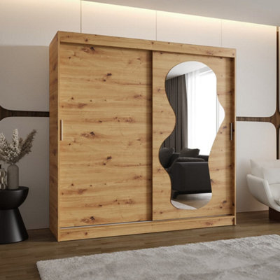 Rustic Oak Artisan Ultra Sliding Door Wardrobe 2000mm x 2000mm x 620mm ...