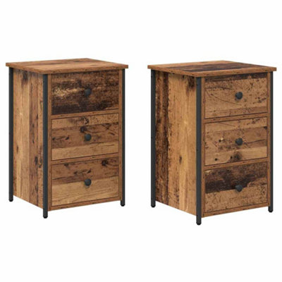 Rustic Old Wood Bedside Tables Old Wood Particle board, Metal Medium