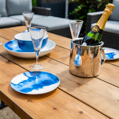 Rustic Outdoor Picnic Table with Fixed Benches