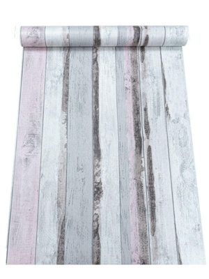 Rustic Paint Wood Grain Panel Effect Grey Blush Pink Wallpaper Cabin ...