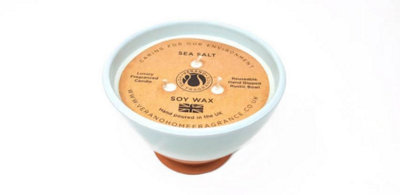 Rustic Pastel Blue Sea Salt Round Bowl Soy Wax Candle (Diam) 14cm | DIY ...