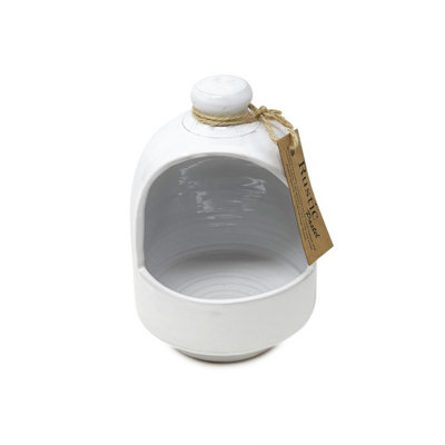 Rustic Pastel Fully Dipped Terracotta Kitchen Dining Salt Pig White (D ...