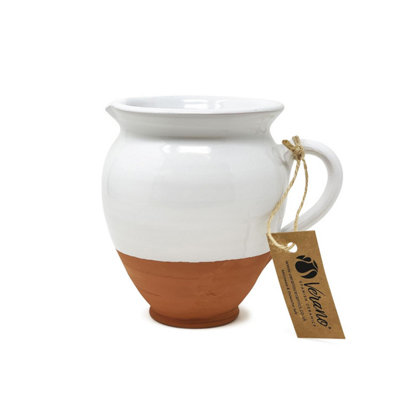 Rustic Pastel Half Dipped Terracotta Kitchen Small Belly Jug White 0.5L ...