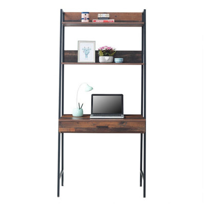 Rustic Retro Ladder Bookcase Desk Shelving Shelf Unit 3 Tier