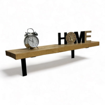 Rustic Shelf for Wall Shelving with Brackets 4.5cm Thick Set of Kitchen ...