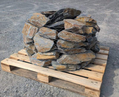 Rustic slate rockery and pond edging stones