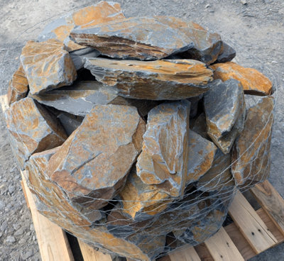 Rustic slate rockery and pond edging stones