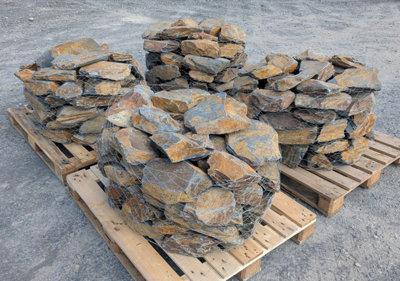 Rustic slate rockery and pond edging stones