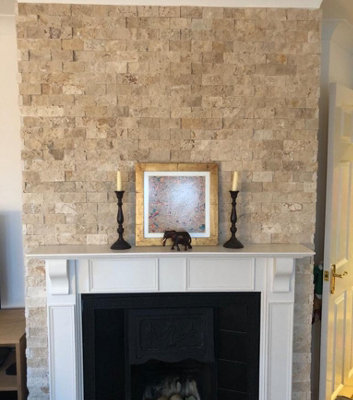 Rustic Travertine 5 x 10cm Split Face Cladding SAMPLE | DIY at B&Q