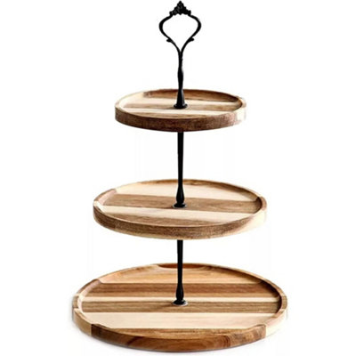Rustic Wooden Serving Stand - 3 Tier