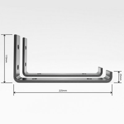 Rustic Wooden Shelf, Inverted Brackets (Dark Oak, 40cm (0.4m)