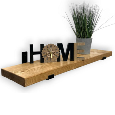Rustic Wooden Shelf, Inverted Brackets (Rustic Pine, 100cm (1.0m)