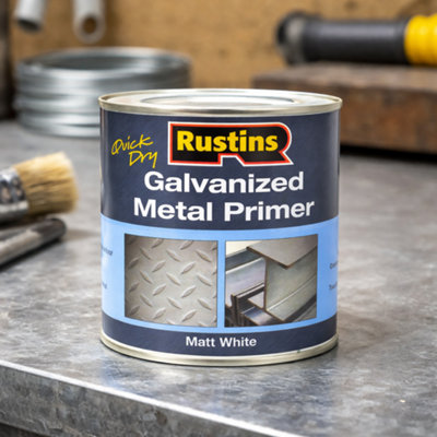 RUSTINS GALVANIZED METAL PRIMER MATT WHITE TIN 250ML