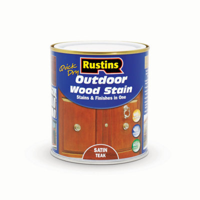 Rustins Quick Dry Outdoor Wood Stain Satin - Teak 500ml