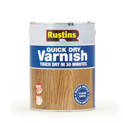 Rustins Quick Dry Varnish Satin - Clear 5ltr | DIY at B&Q
