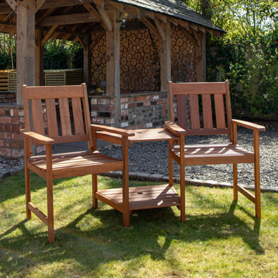 Rydal 2 Seater Wooden Garden Patio Love Seat and Table Set