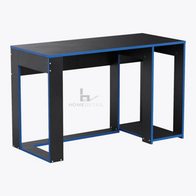 Ryker Gaming Desk Computer Table Workstation, Black With Blue Trim ...