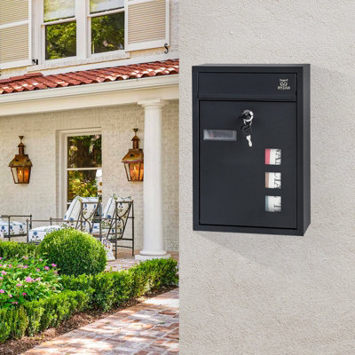 Ryzan Weatherproof Lockable Mailbox with Viewing Panels Secure Outdoor ...