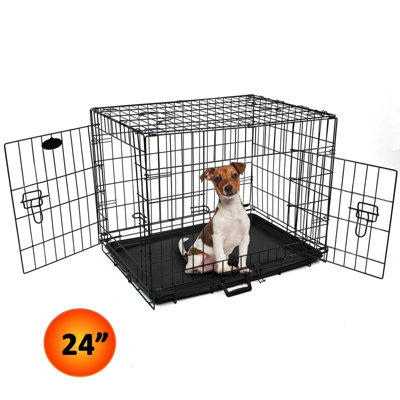 S 24inch Foldable Black Dog Cage