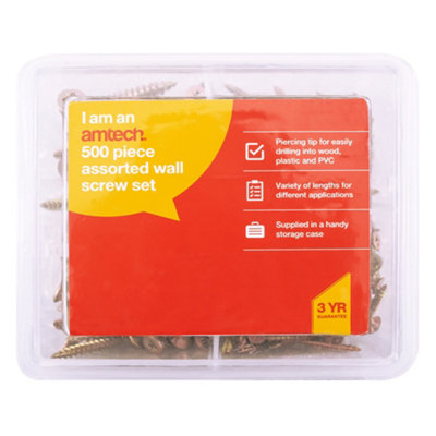 S5037 POZI Wood Screws Set, 500pcs, Assorted Lengths & Sizes, Piercing ...