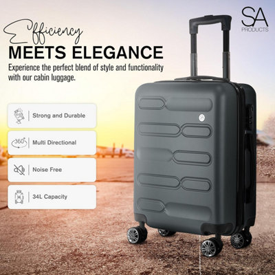 SA Products Grey Cabin Suitcase - 34L Carry On Suitcase, Cabin Bag ...