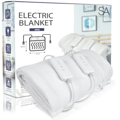 SA Products King Electric Heated Blanket, Detachable Remote & 3 Heat ...