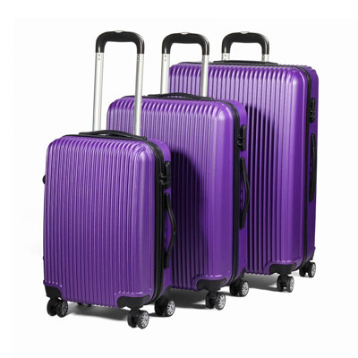 SA Products Purple 3pc Hard Shell Suitcase Set - Lightweight Large ...
