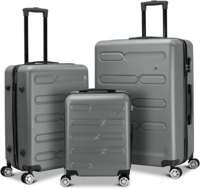Buy SA Products Suitcase Set of 3 - ABS Hard Shell Suitcase - Grey ...