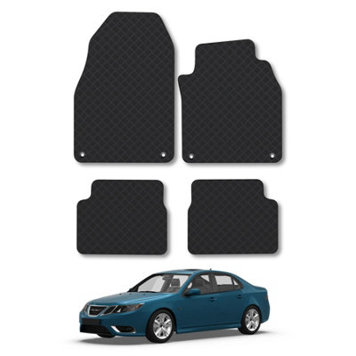 Saab 9-3 2002-Onwards Car Floor Mats Rubber Tailored Fit 4pcs Set Heavy ...