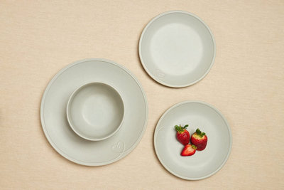 Sabichi 12 Piece Grey Hearts Embossed Dinner Set Matte Glazed Stoneware ...