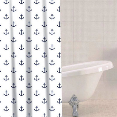 Sabichi Anchor Blue & White Shower Curtain 180x180cm