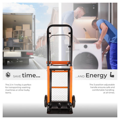 Sack Barrow - 2 in 1 hand truck, 80 kg load capacity - orange