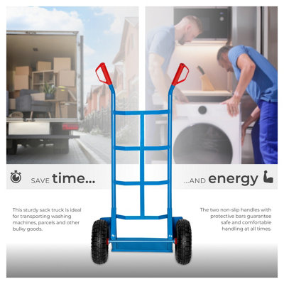 Sack Barrow - heavy-duty, 200 kg load capacity, steel frame - blue