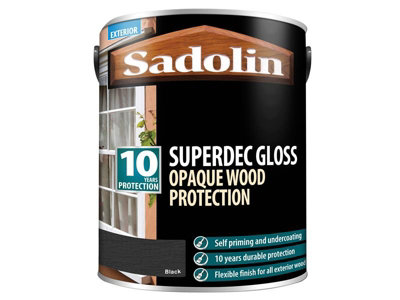 Sadolin 5028855 Superdec Opaque Wood Protection Black Gloss 5 litre ...