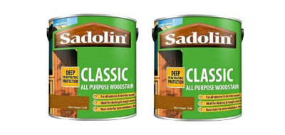 Sadolin Classic All Purpose Woodstain Heritage Oak 2.5L Pack of 2
