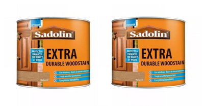 Sadolin Extra Durable Woodstain Natural 500ml Pack of 2