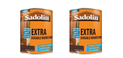 Sadolin Extra Woodstain Jacobean Walnut 1L Pack of 2