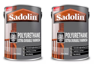 Sadolin Polyurethane Durable Varnish Clear Gloss 2.5L Pack of 2