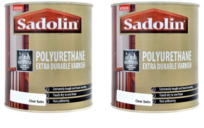 Sadolin Polyurethane Extra Durable Varnish Satin 1L Pack of 2