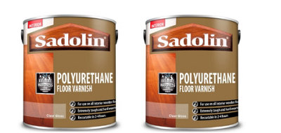 Sadolin Polyurethane Floor Varnish Gloss 2.5L Pack of 2