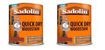 Sadolin Quick Drying Woodstain Redwood 1L Pack of 2
