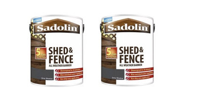 Sadolin Shed & Fence Woodstain Grey Shadow 5L Pack of 2