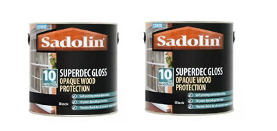 Sadolin Superdec Opaque Wood Protect Black Gloss 5L Pack of 2