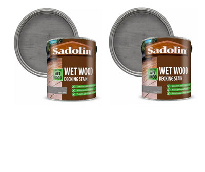 Sadolin Wet Wood Decking Stain Cape Grey 2.5L Pack of 2